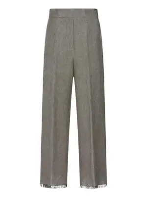 Antonelli Firenze Wide-leg Pants With Frayed Hem - Gray