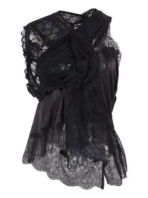 Junya Watanabe X Peach John Lace V-neck Blouse - Black