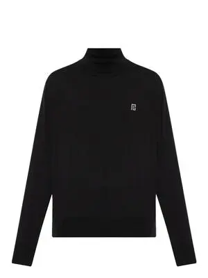 Balmain Logo Turtleneck Knitted Sweater - Black