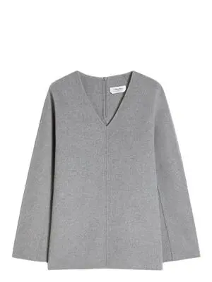 Max Mara Max Mara Long-Sleeved V-Neck Blouse Medium Grey