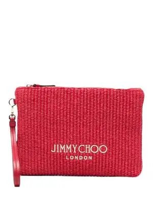 JIMMY CHOO Jimmy Choo Woven Logo Clutch Bag Red