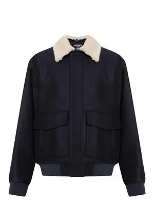 Balmain Detachable Collar Bomber Jacket - Navy Blue