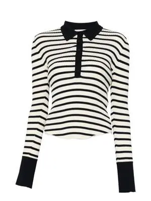 SEMICOUTURE Striped Collared Polo Shirt - White