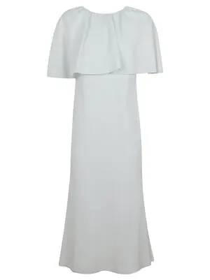 Roland Mouret Cape-overlay Gathered-neck Maxi Dress - White