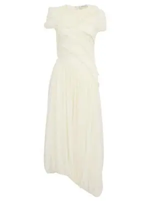Magda Butrym Sheer Silk Asymmetrical Maxi Dress - White