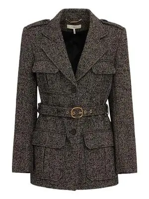 Chloé Belted Chevron Military Jacket - Black
