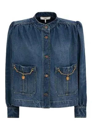 CHLOÉ Chloe Denim Jacket With Gold-Colored Metal Chain Details
