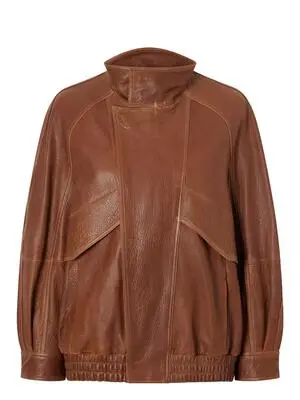 Nour Hammour Ariste Paneled Leather Jacket - Brown
