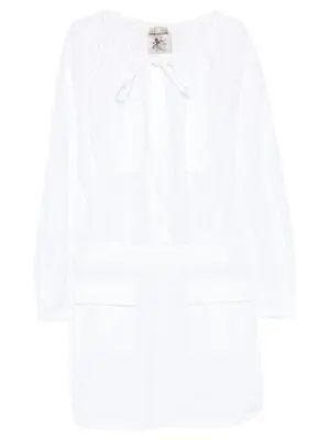 SEMICOUTURE Long Sleeve Dress With Pockets - White