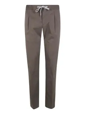 PT TORINO Pleated Tapered Trousers With Drawstring Waistband - Black