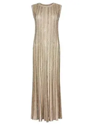 D.exterior Round Neck Maxi Dress - Brown