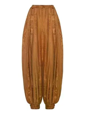 Adam Lippes Moiré-effect Pleated Trousers - Brown