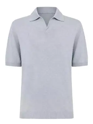 LARDINI Short-sleeve Knit Polo Shirt - Grey