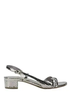DEL CARLO Snake-effect Leather Sandals - Silver