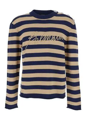 Balmain Wool Striped Crewneck Sweater - Multicolor