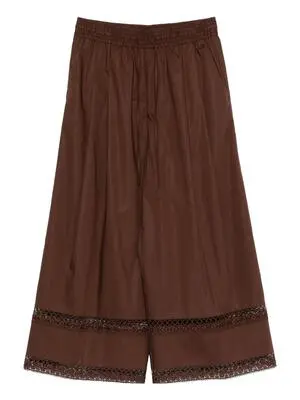 TWINSET Lace-trimmed Wide-leg Casual Pants - Brown