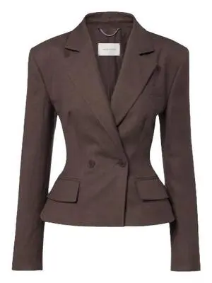 Magda Butrym Peplum Linen Blazer - Brown