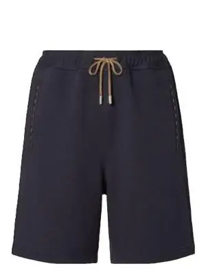 Fendi Navy Cotton Bermuda Shorts With Selleria Stitching - Blue