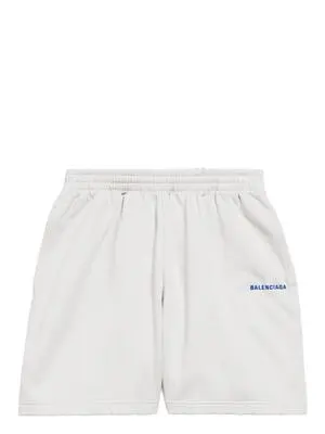 Balenciaga Logo Embroidered Bermuda Shorts - Dirty White/blue