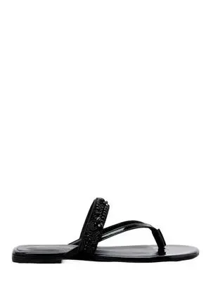 Dries Van Noten Embellished Patent Leather Flip-flops - Black