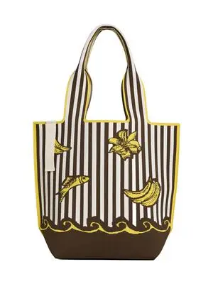 ALEMAIS Mona Jacquard Shopper Tote With Fish And Banana Graphics - Multi