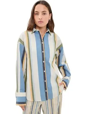 Joe's Jeans The Boyfriend Button Down Shirt - Azure Variegated Stripe