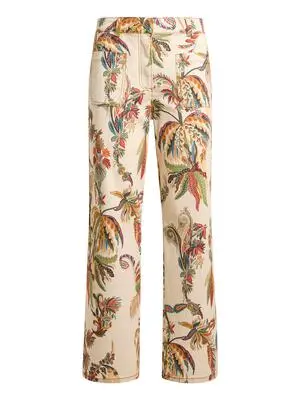 Etro Cropped Patterned Wide-leg Jeans - Multi