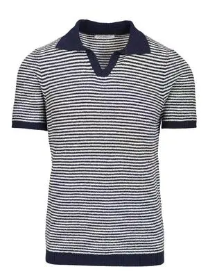 AL DUCA D’AOSTA 1902 Striped Short-sleeve Polo Shirt - Blue