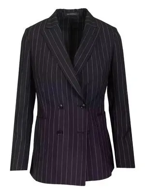 LATORRE Pinstripe Double-breasted Jacket - Black