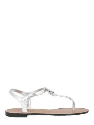Dolce & Gabbana Calfskin Thong Sandals - Silver