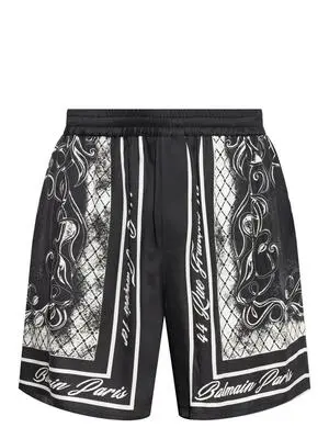 Balmain Printed Viscose Shorts - Black