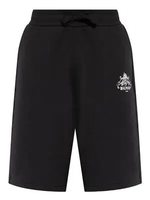 Balmain Cotton Printed Logo Shorts - Black