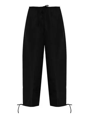 TOTEME Cotton Trousers With Drawstring Cuffs - Black
