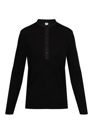 TOTEME Long Sleeve Wool Blend Top - Black