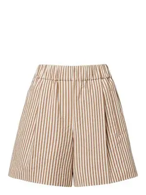 Brunello Cucinelli Striped Cotton-blend Shorts - Beige