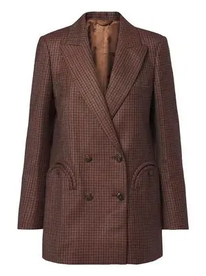 BLAZÉ MILANO Everyday Checked Virgin Wool Blazer - Brown