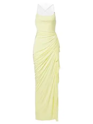 Versace Medusa Draped Jersey Gown - Yellow