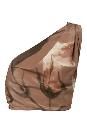 SIR. SIR Azaliea Floral Silk Crop Top Brown