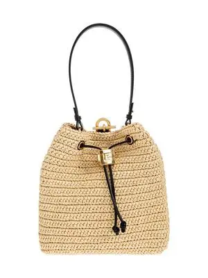 BALMAIN Balmain Woven Raffia Backpack With Gold Tone Accents