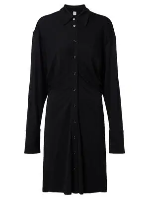 TOTEME Ruched Jersey Shirt Dress - Black