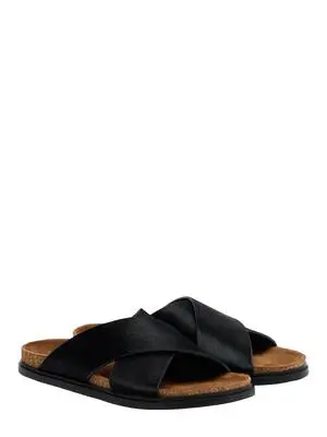 THE ROW Cross Calf Hair Sandals - Black