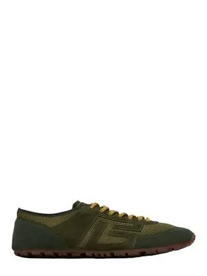 Balmain Racer Trainers In Mesh And Suede Calfskin Leather - Khaki