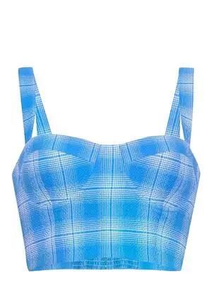 Cara Cara Claudine Plaid Seersucker Top - Blue