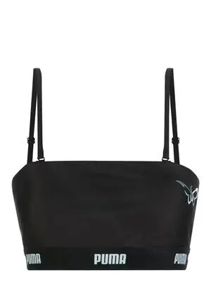 PUMA X Dua Lipa Embroidered Bralette Cropped Top - Black