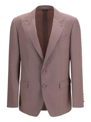 Dolce & Gabbana Single-breasted Peak Lapel Wool Poplin Jacket - Brown