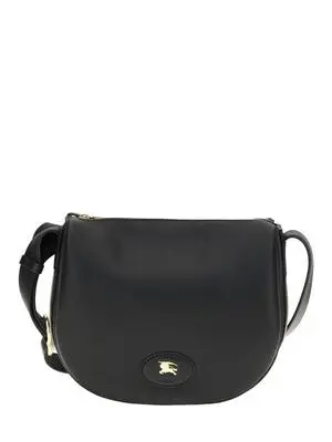 Burberry Embossed Leather Shoulder Bag - Black