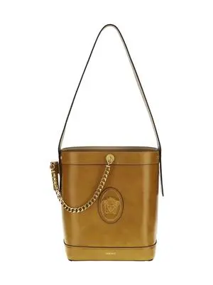 Versace Small Leather Pivot Bucket Bag - Brown