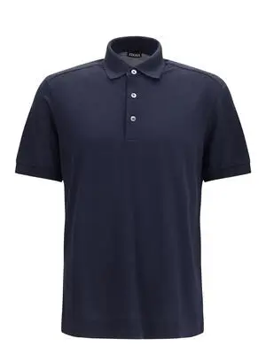 Zegna Cotton And Silk Polo - Blue