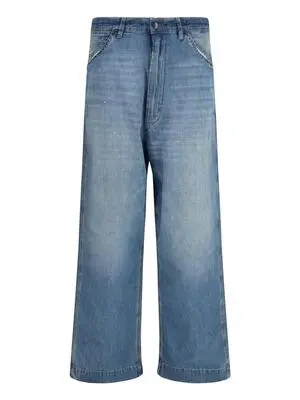 MARGIELA Maison Patchwork Detail Wide Leg Jeans - Blue