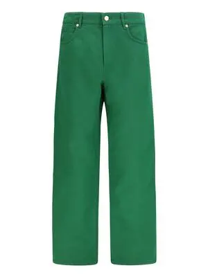 'S MAXMARA S Maxmara Cotton And Linen Blend Straight Leg Pants - Green